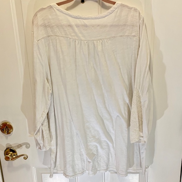 Cato | Tops | Cato 2628 White Long Sleeve Top With Lace Bib | Poshmark